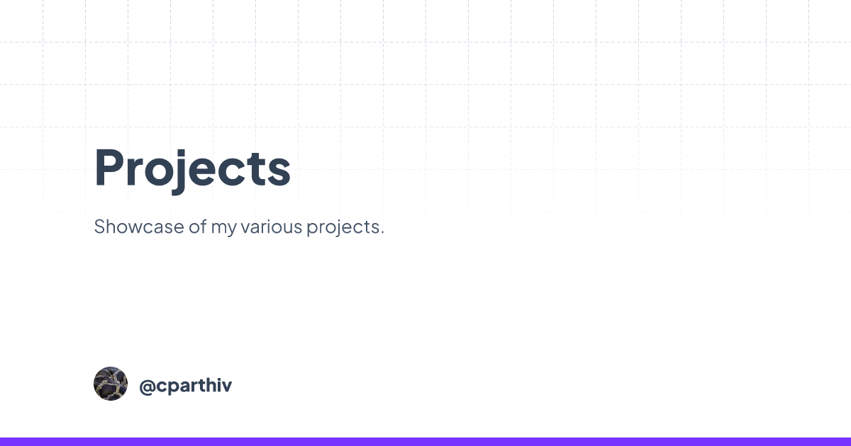 Projects — Parthiv Mothipati · Programmer